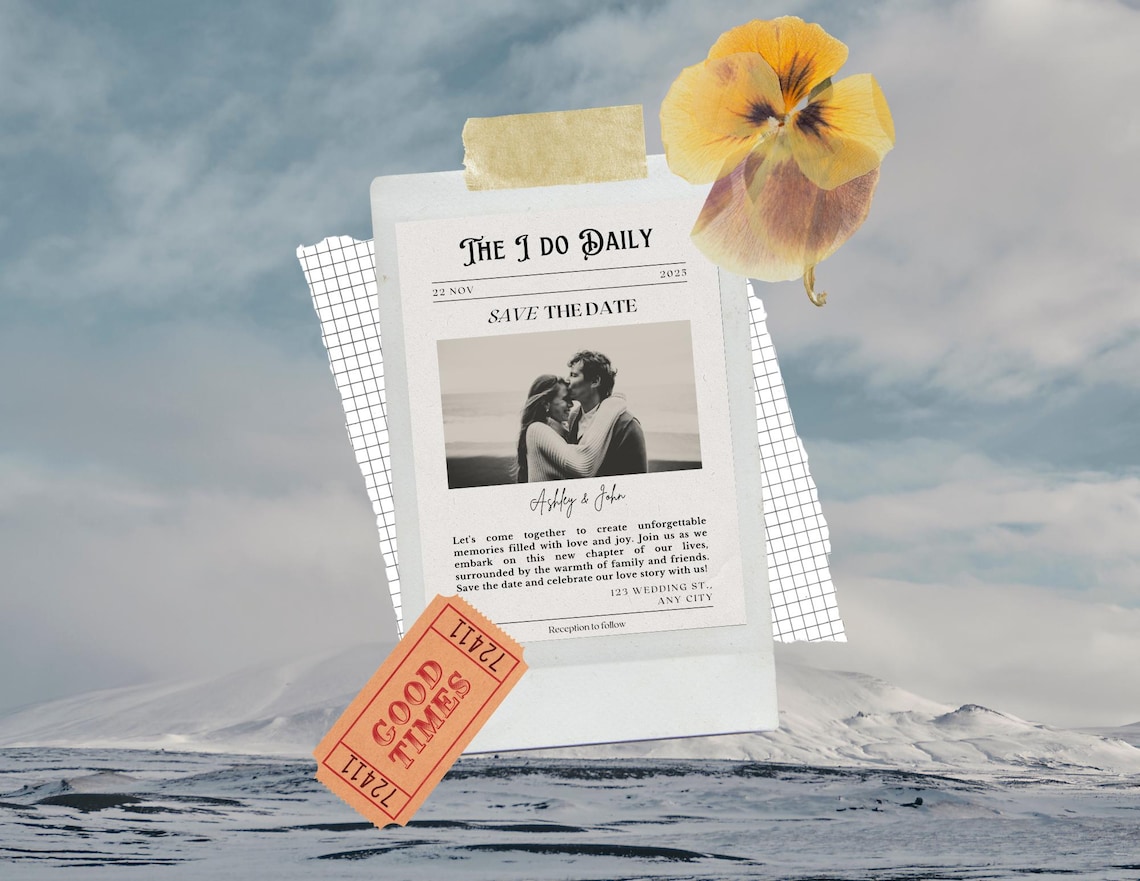 Wedding Newspaper Invitation | Vintage Newspaper Wedding Invite ...