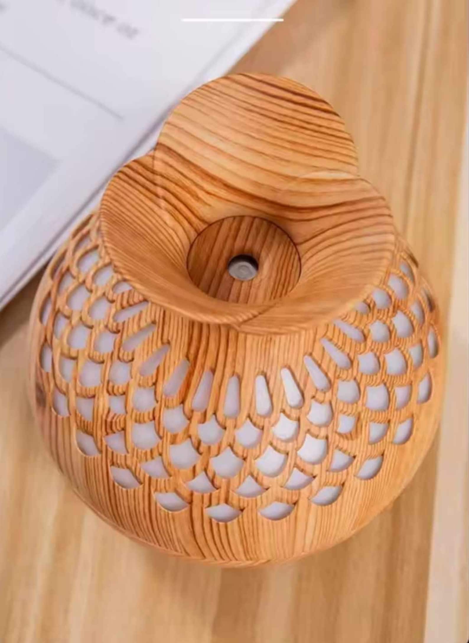 Wooden Design Air Humidifier - 300ml | Cool Mist, Colorful Light ...