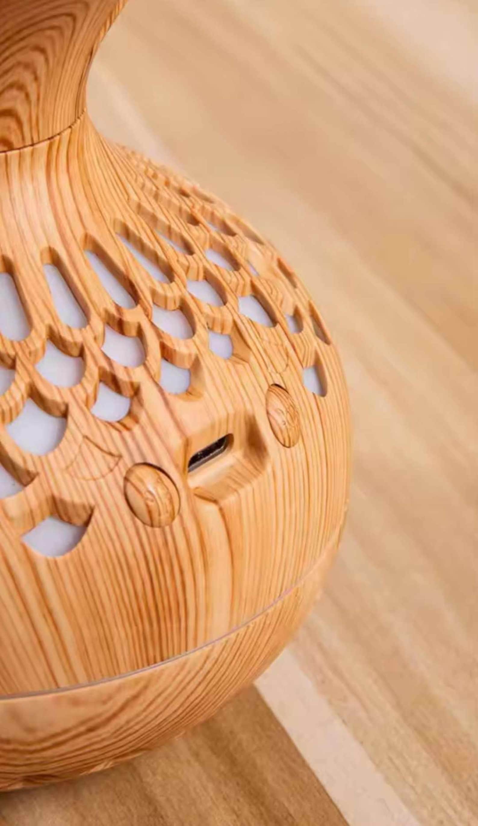 Wooden Design Air Humidifier - 300ml | Cool Mist, Colorful Light ...