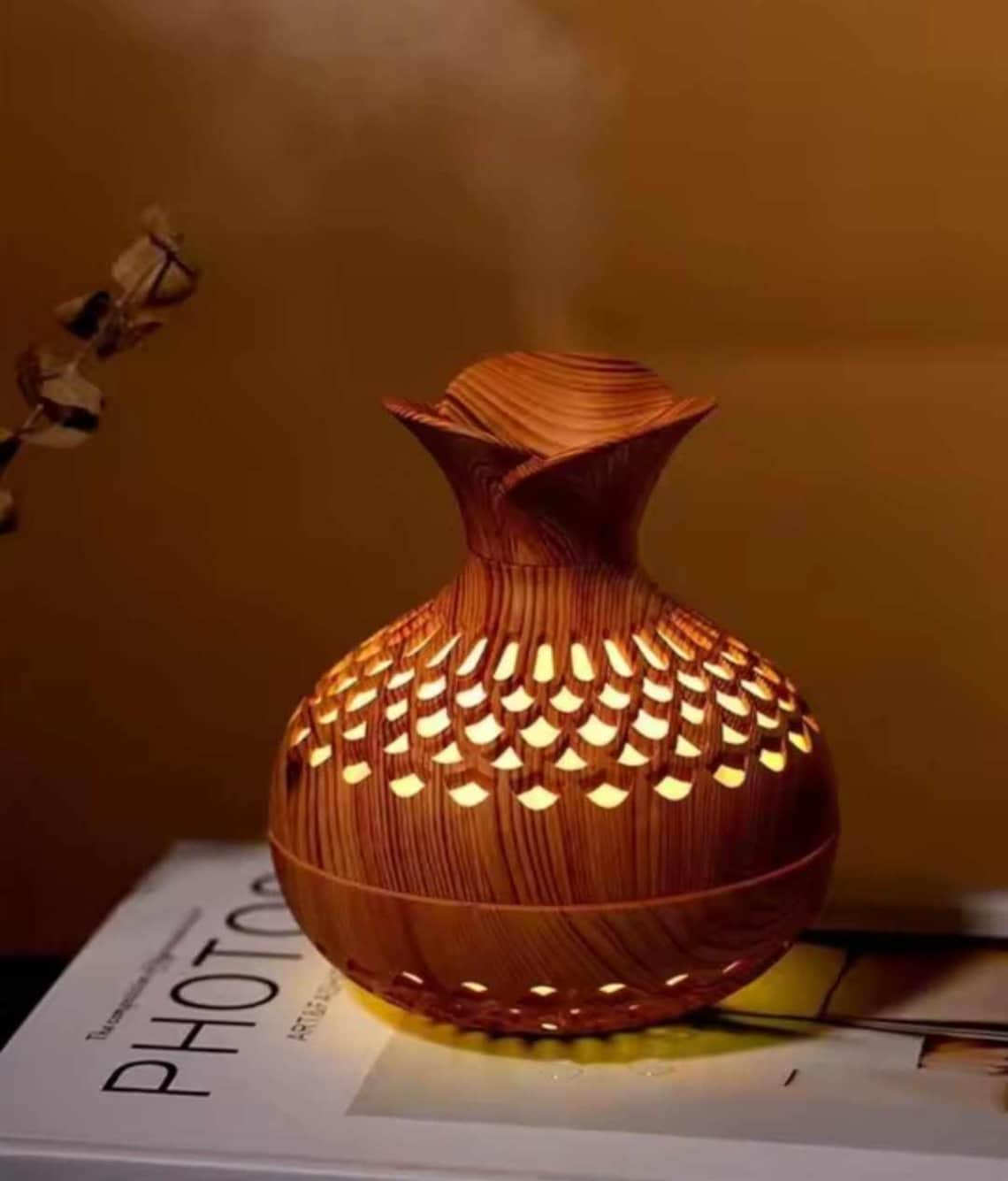 Wooden Design Air Humidifier – Essential Oil Diffuser With Colorful LED ...