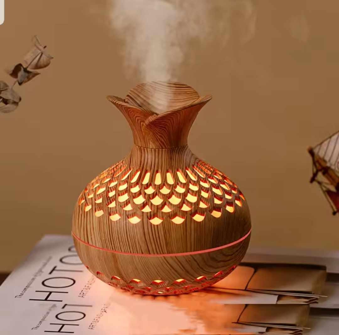 Wooden Design Air Humidifier - 300ml | Cool Mist, Colorful Light ...