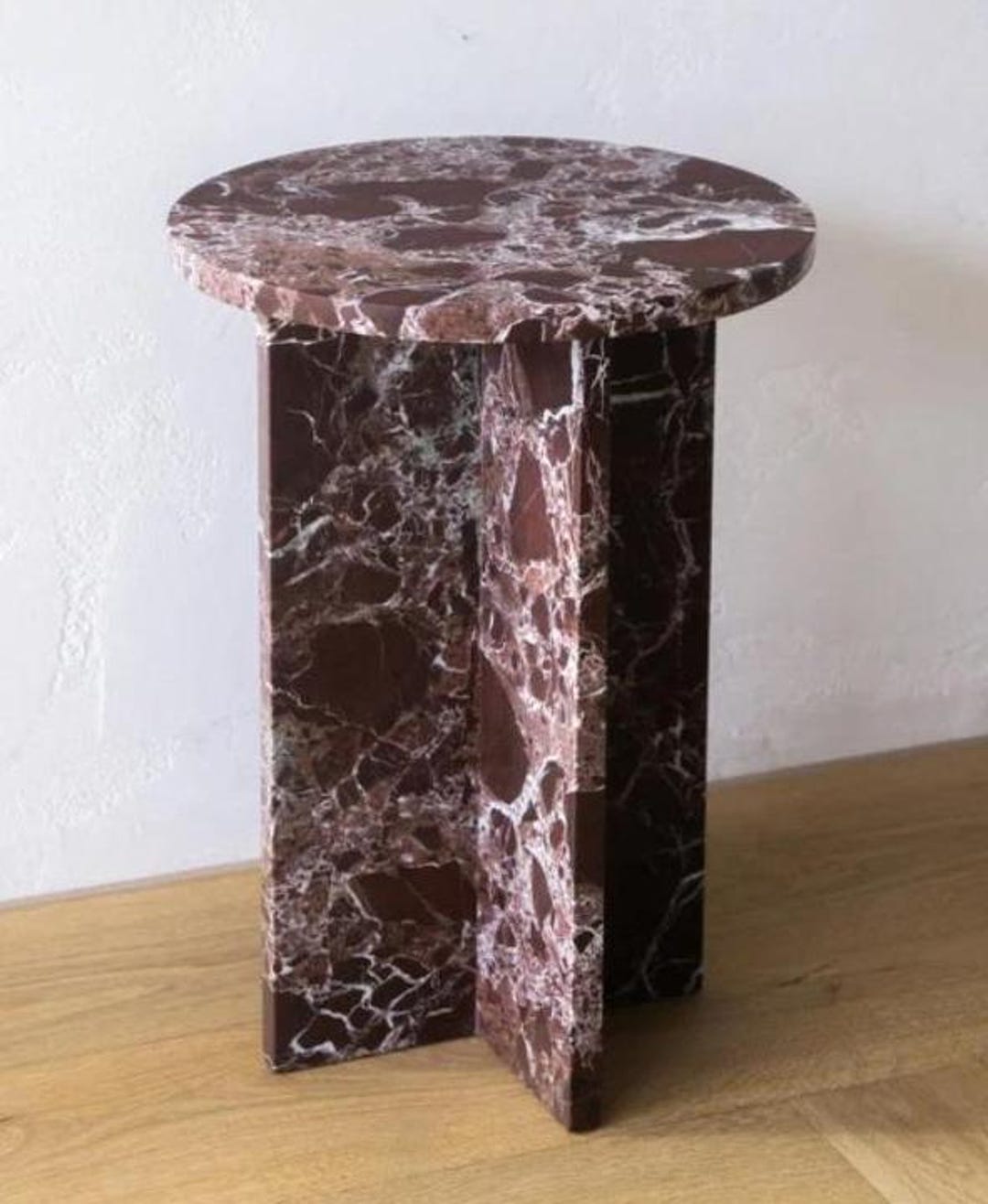 Rosso Levanto Marble Accent Table,handcrafted Rosso Levanto Table ...