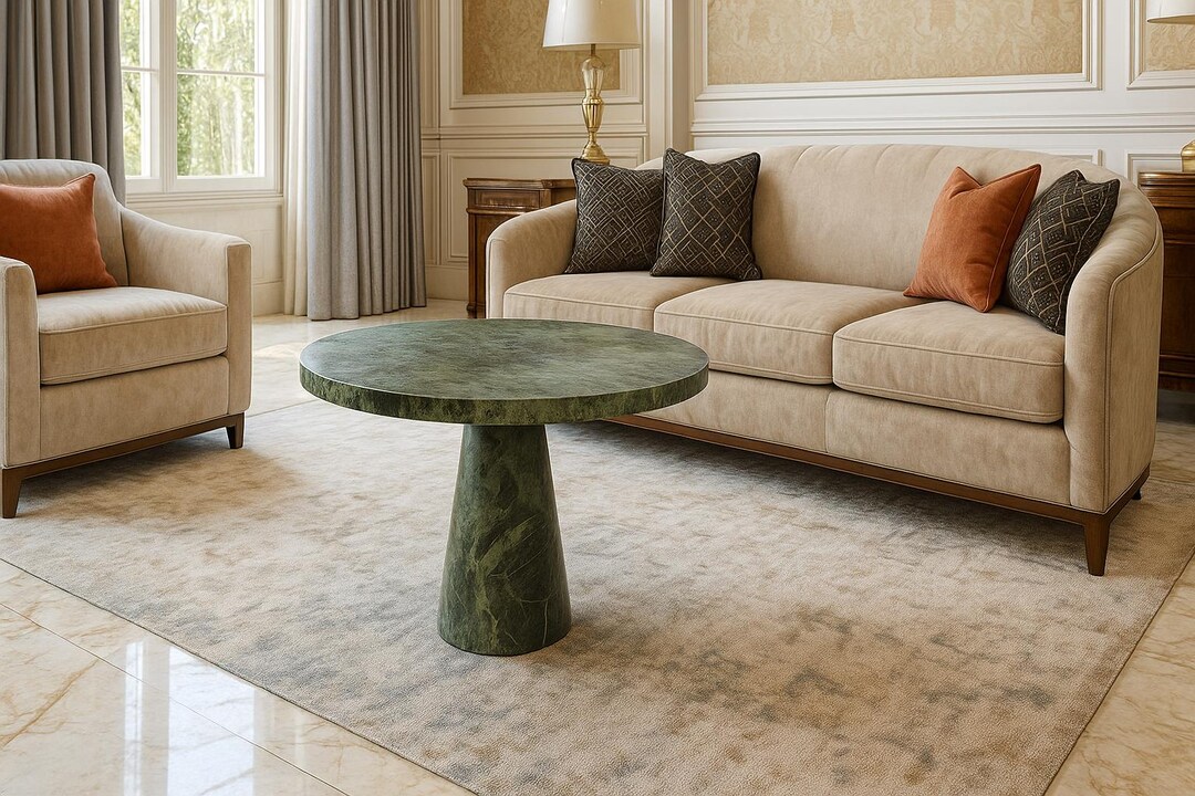 Green Marble Side Table | Modern Round Accent Table - Etsy