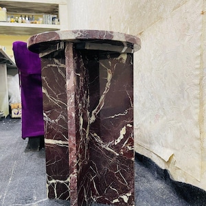 Rosso Levanto Marble Accent Table,handcrafted Rosso Levanto Table ...