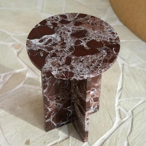 Rosso Levanto Marble Accent Table,handcrafted Rosso Levanto Table ...