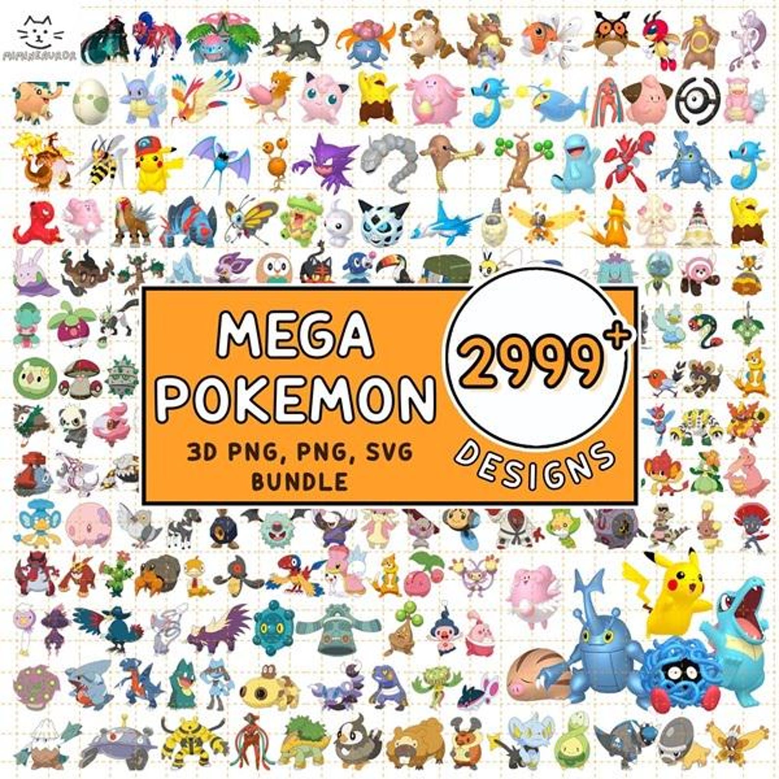 Mega Bundle Pokeball Monster PNG | Pikachu Eevee Bulbasaur Charmander ...