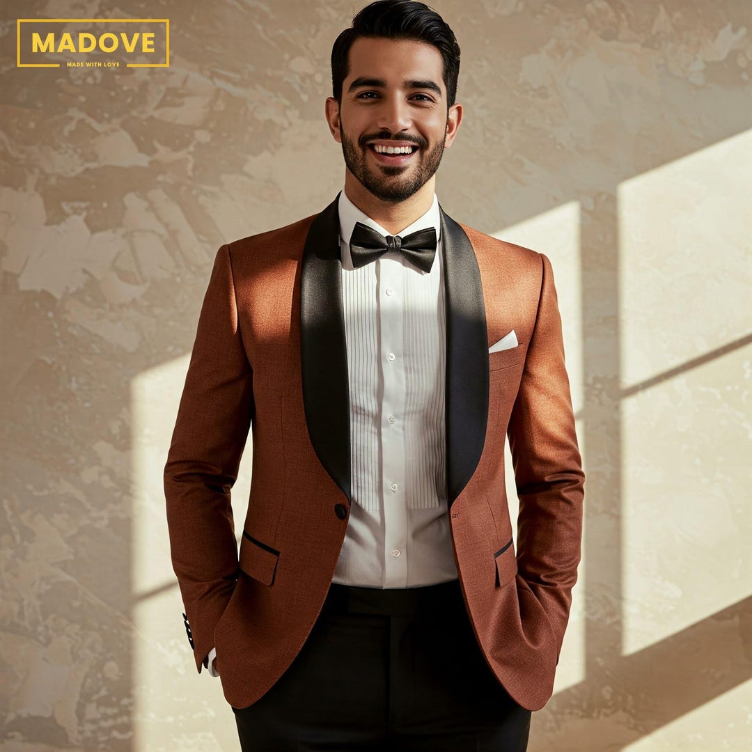 Men's Rust Tuxedo Suit: Custom Tailored Wedding Formal Wear - Etsy