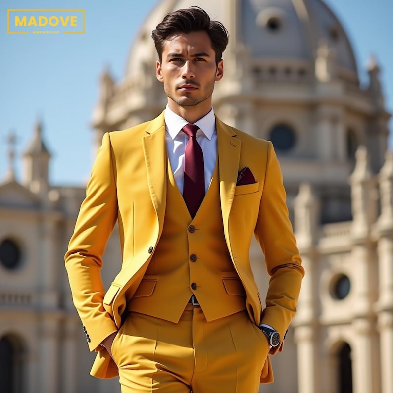 Men’s Mustard Yellow 3-piece Suit | Custom-tailored Wedding & Formal ...