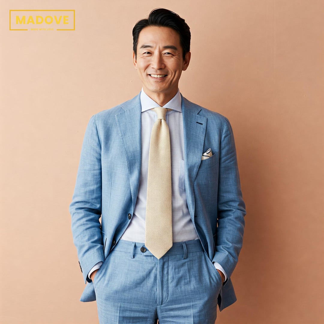 Men's Powder Blue Linen Suit: Custom Tailored Wedding & Formal Wear - Etsy