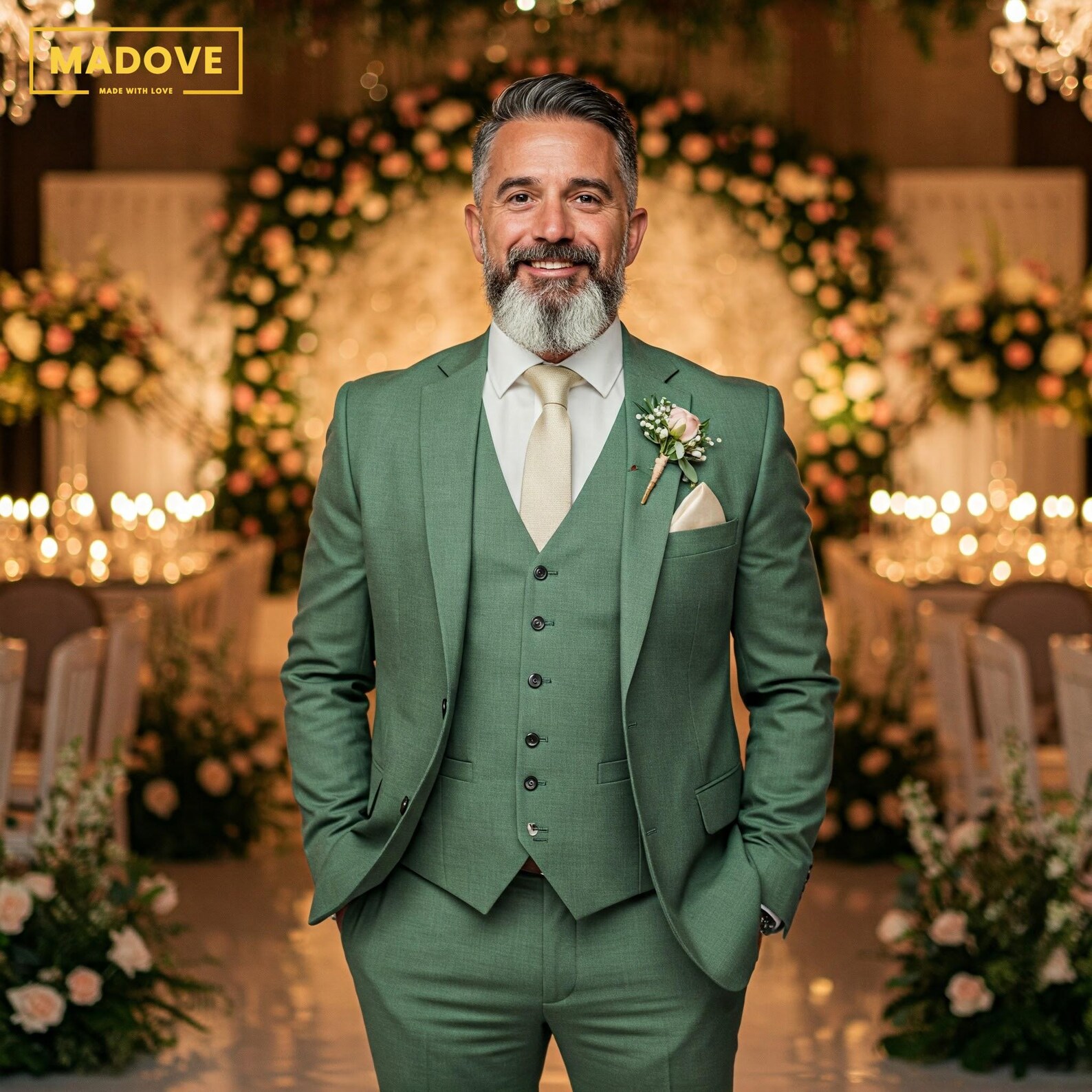 Men's Sage Green 3-piece Suit: Custom Tailored Wedding Formal Wear - Etsy