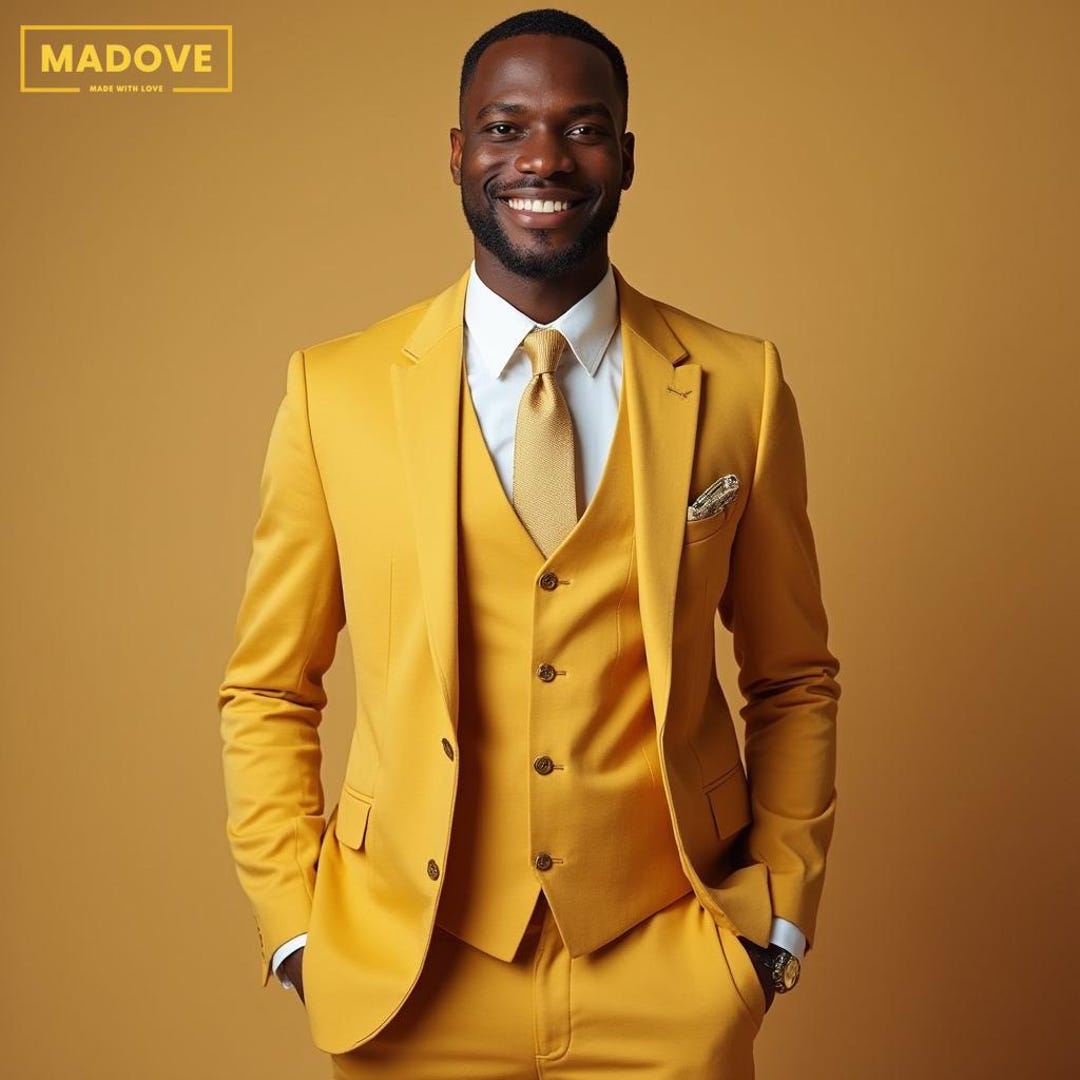 Men's Mustard Yellow 3-piece Suit: Custom Tailored Formal Wear - Etsy