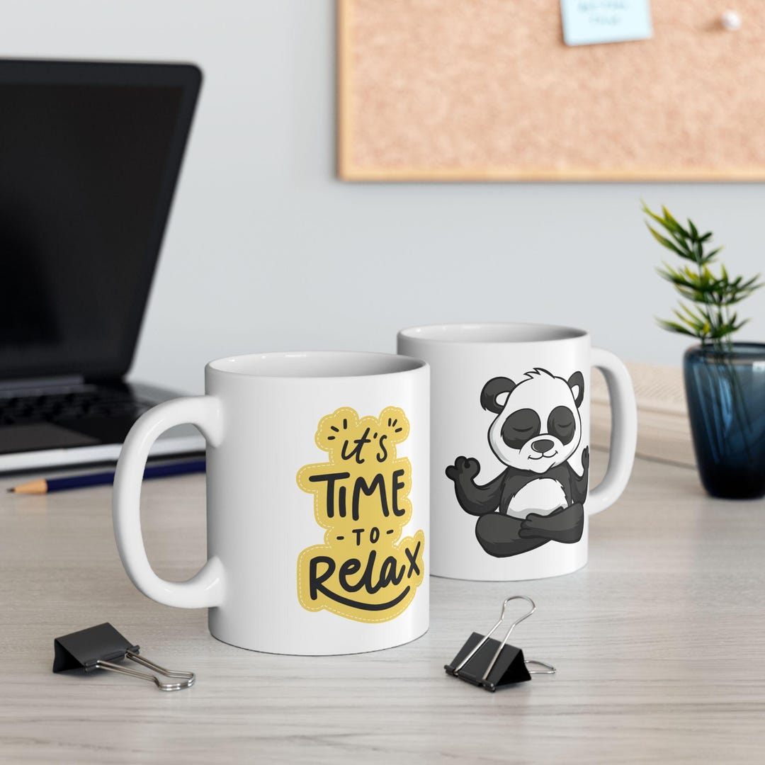 Relaxation Time Mug, Cute Panda Coffee Cup, Self Care Gift, Mindfulness ...