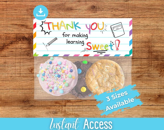 Teacher THANK YOU Treat Bag Topper Printable Teacher Appreciation Gift ...
