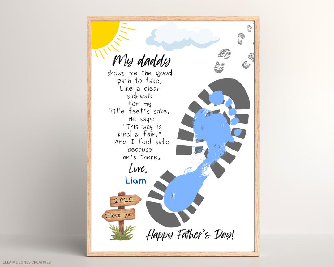 Father's Day Footprint Poem Craft, Newborn to Toddler Gift for Daddy ...