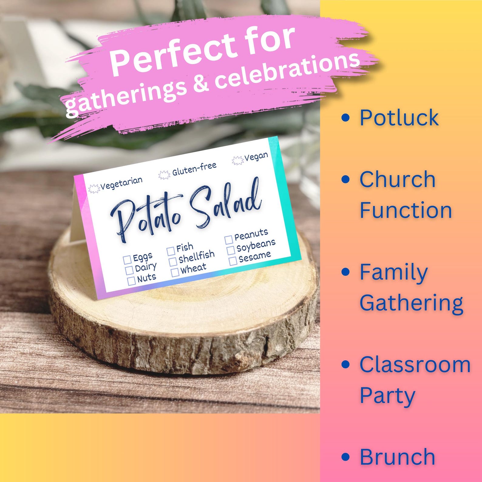 Editable Food Card, Buffet Table Card, Tented Food Label, Potluck Food ...