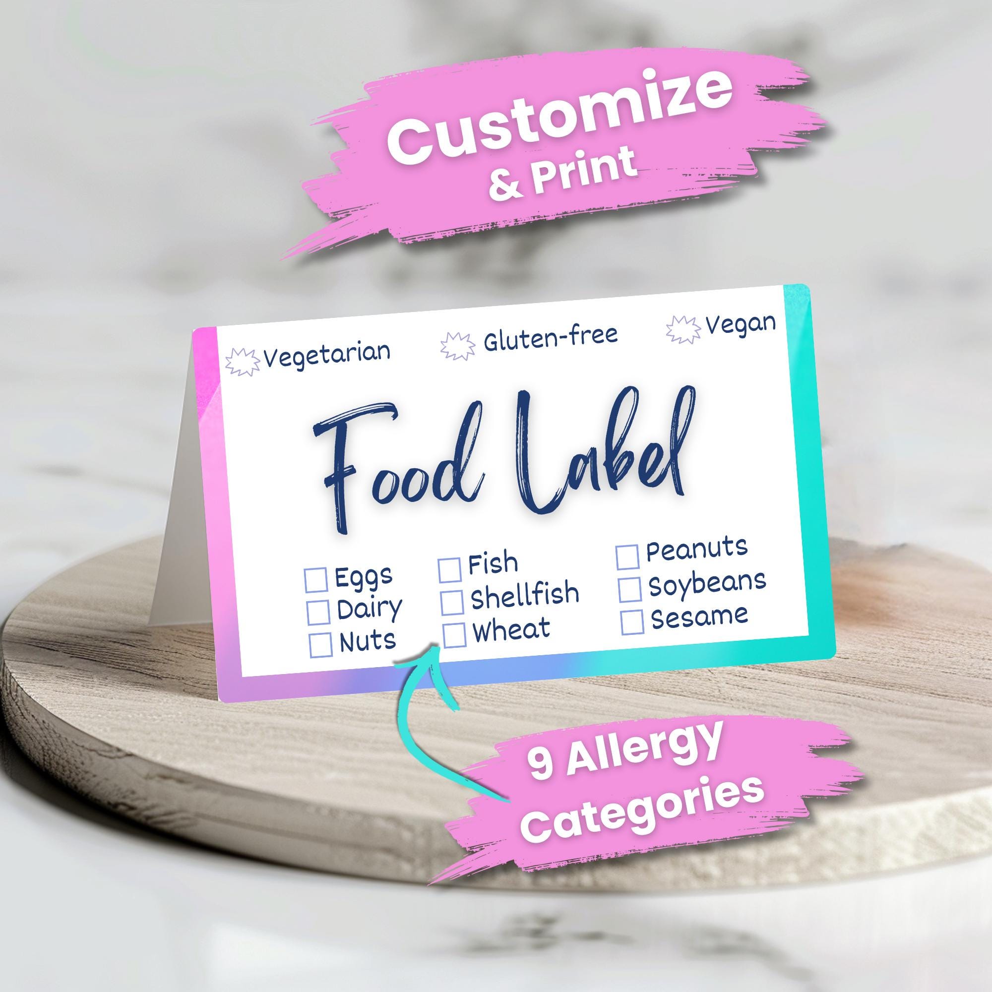 Editable Food Card, Buffet Table Card, Tented Food Label, Potluck Food ...