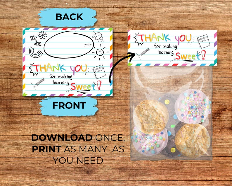 Teacher Appreciation Printable Bag Topper, Teacher Appreciation Tag ...