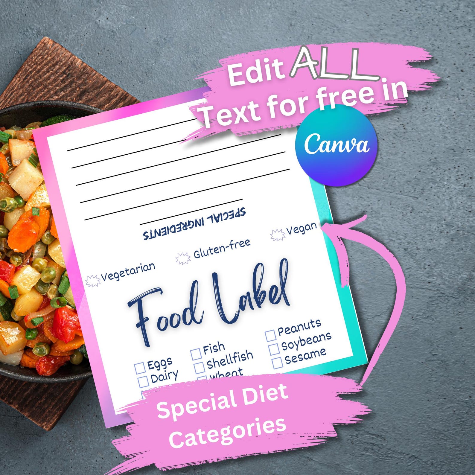 Editable Food Card, Buffet Table Card, Tented Food Label, Potluck Food ...