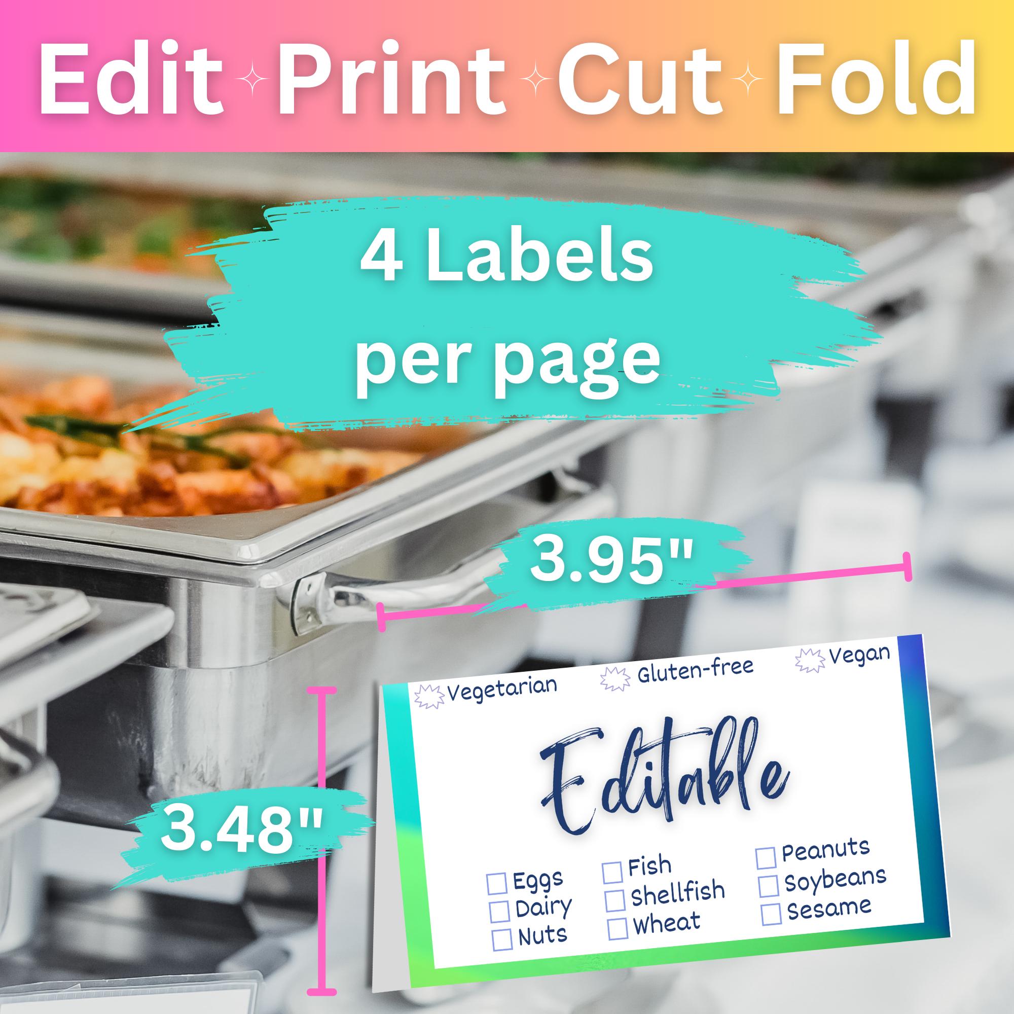 Editable Food Card, Buffet Table Card, Tented Food Label, Potluck Food ...