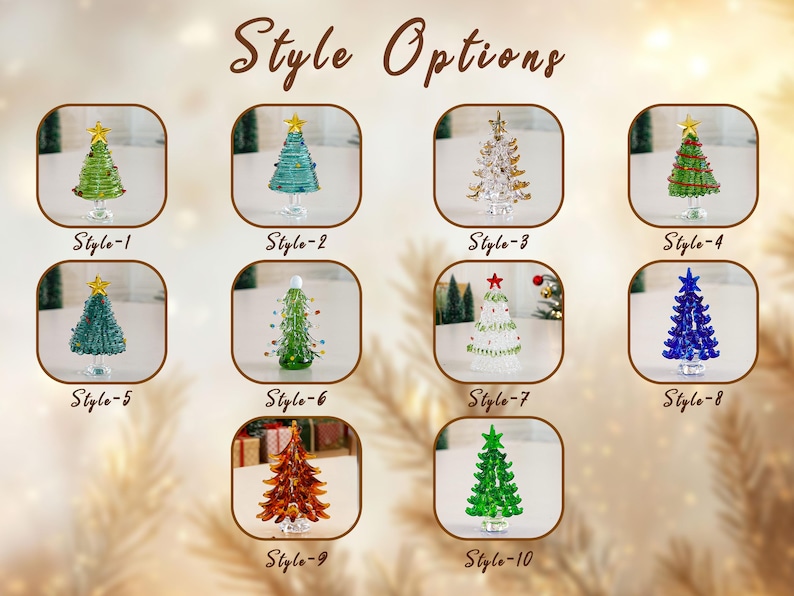 Handmade Fused Glass Christmas Tree Figurines, Mini Holiday Decor ...