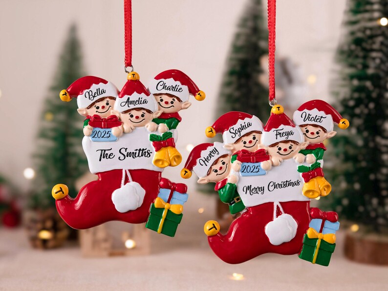 Personalized Elf Christmas Ornament 2025, Custom Resin Family Ornament ...