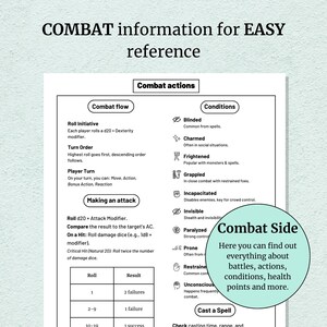 Dnd 5e Beginner Cheat Sheet PDF – Quick Reference Guide for New Players ...