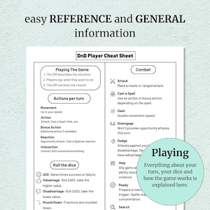 Dnd 5e Beginner Cheat Sheet PDF – Quick Reference Guide for New Players ...