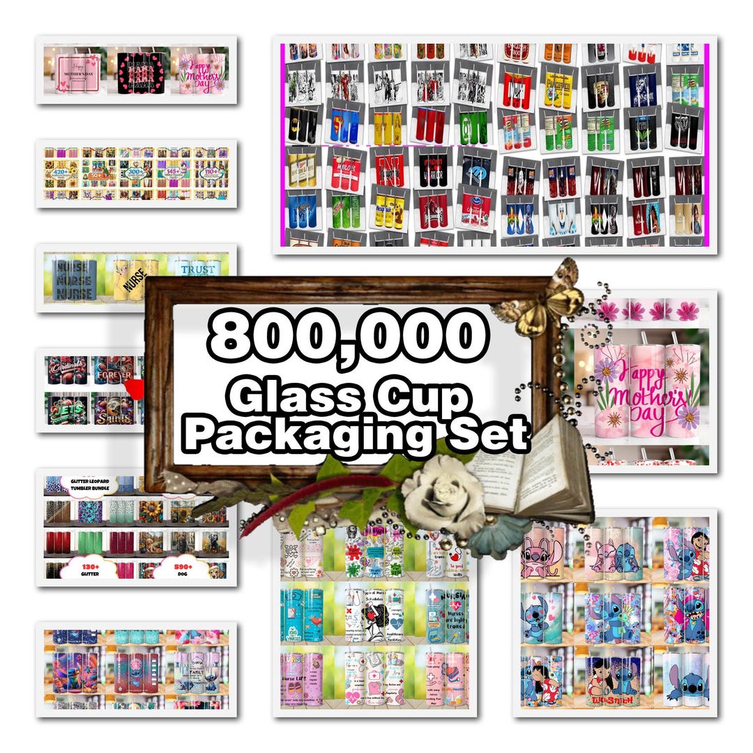800000 Glass Cup Packaging Set Cartoon Character Tumbler Wrap Bundle ...