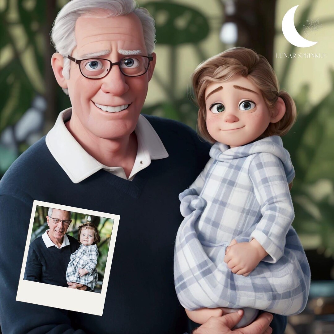 Custom Pixar Portrait, Pixar Style Portrait From Photo, Pet Cartoon ...