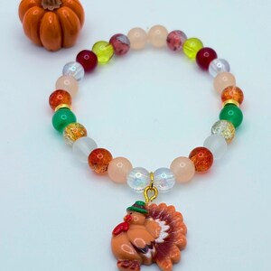 Chunky Resin Turkey Bracelet: Fall Harvest Beaded Thanksgiving Jewelry ...