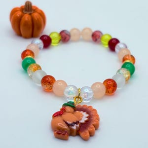 Chunky Resin Turkey Bracelet: Fall Harvest Beaded Thanksgiving Jewelry ...