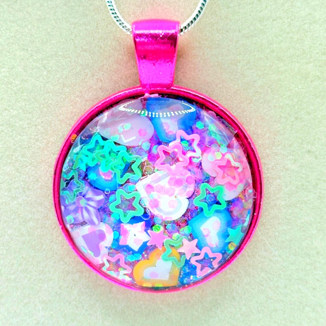 Mood-boosting Color Therapy Glitter Starburst Necklace – Resin Charm ...