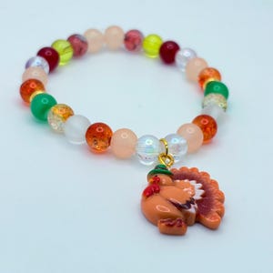 Chunky Resin Turkey Bracelet: Fall Harvest Beaded Thanksgiving Jewelry ...