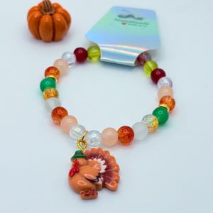 Chunky Resin Turkey Bracelet: Fall Harvest Beaded Thanksgiving Jewelry ...