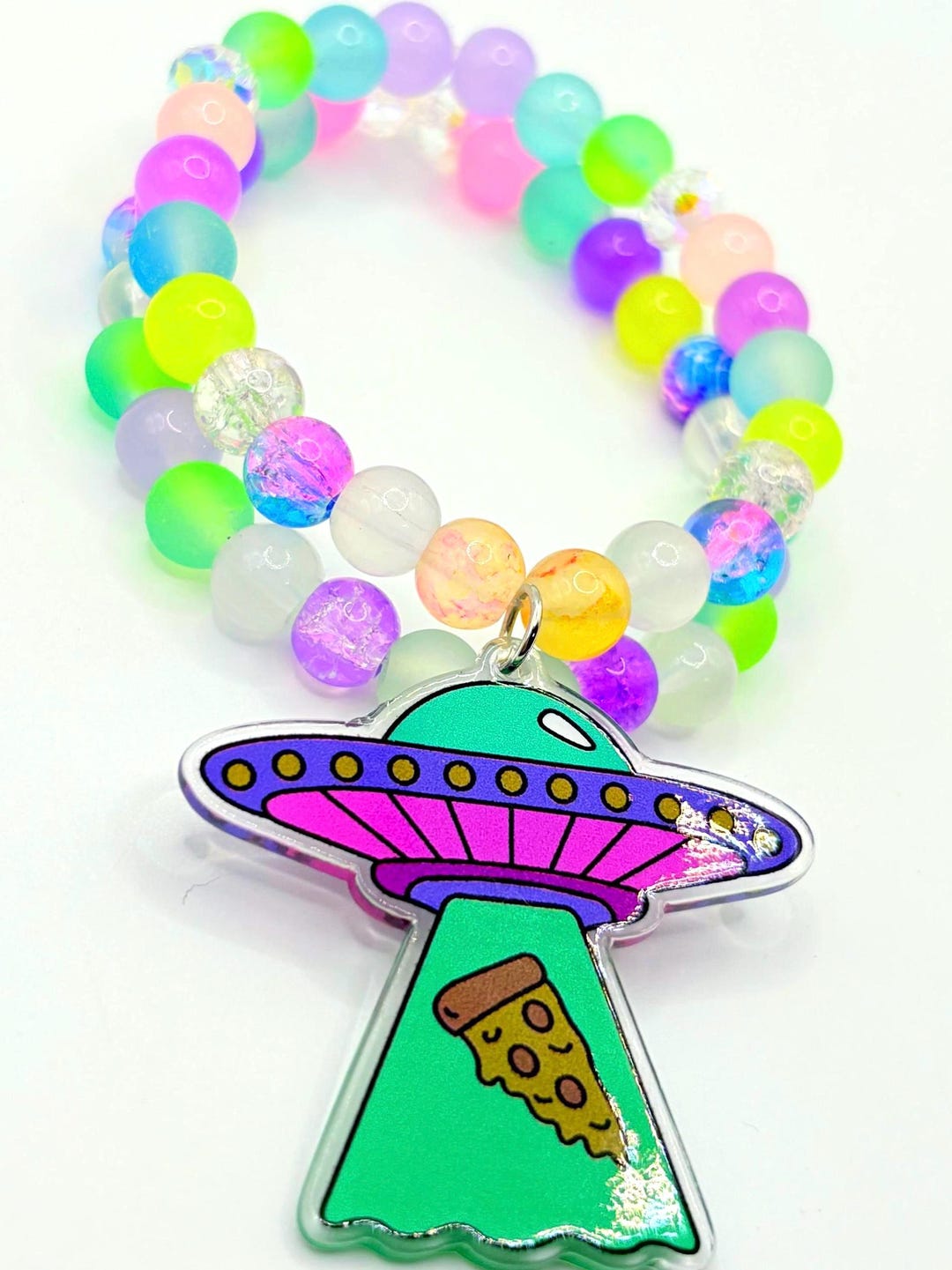 Psychedelic Alien Abduction Bracelet Set – Colorful UFO Charm Jewelry ...