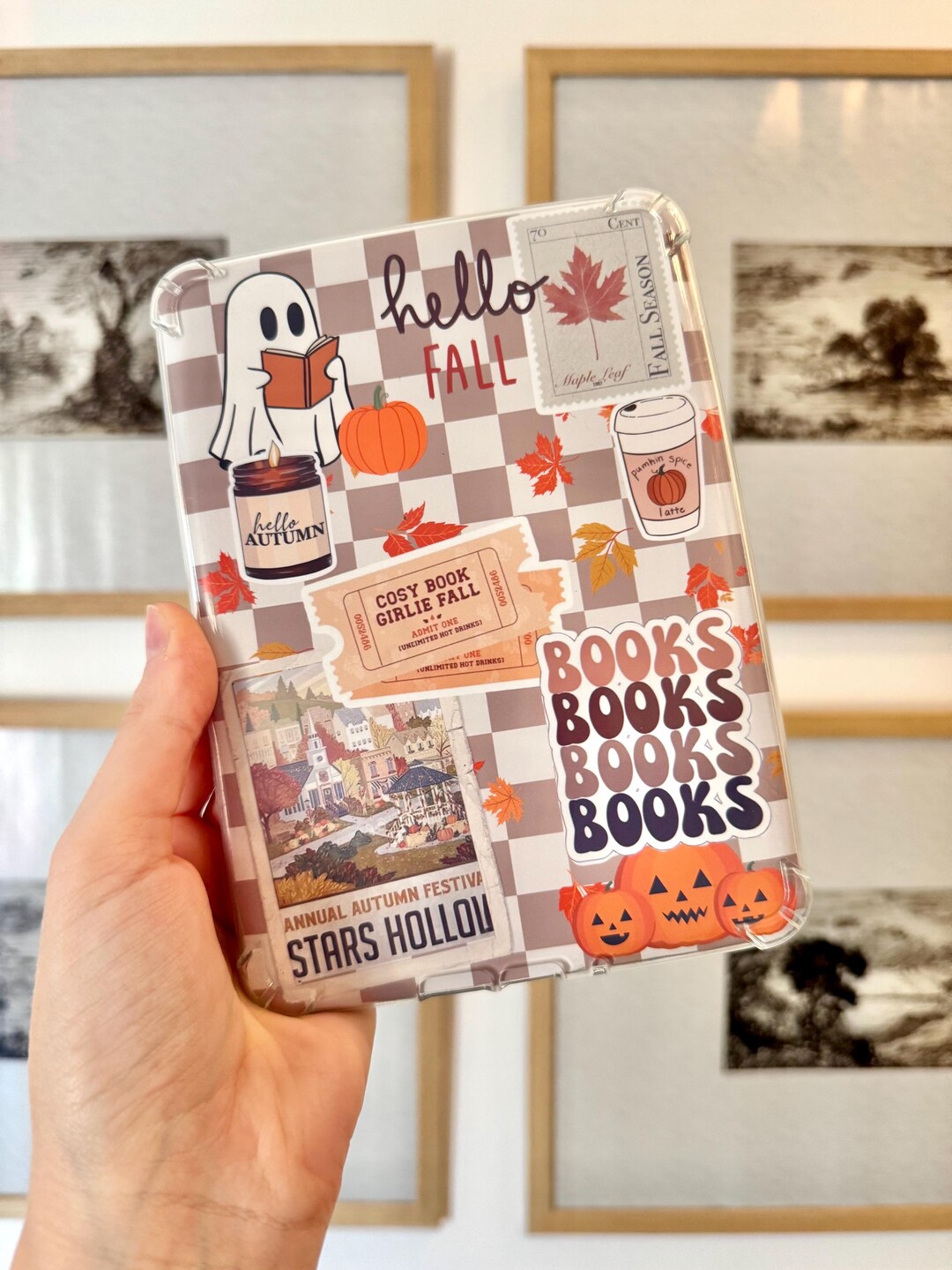 Fall Kindle Insert: Pumpkin Checkered Ghost Design (digital Download ...