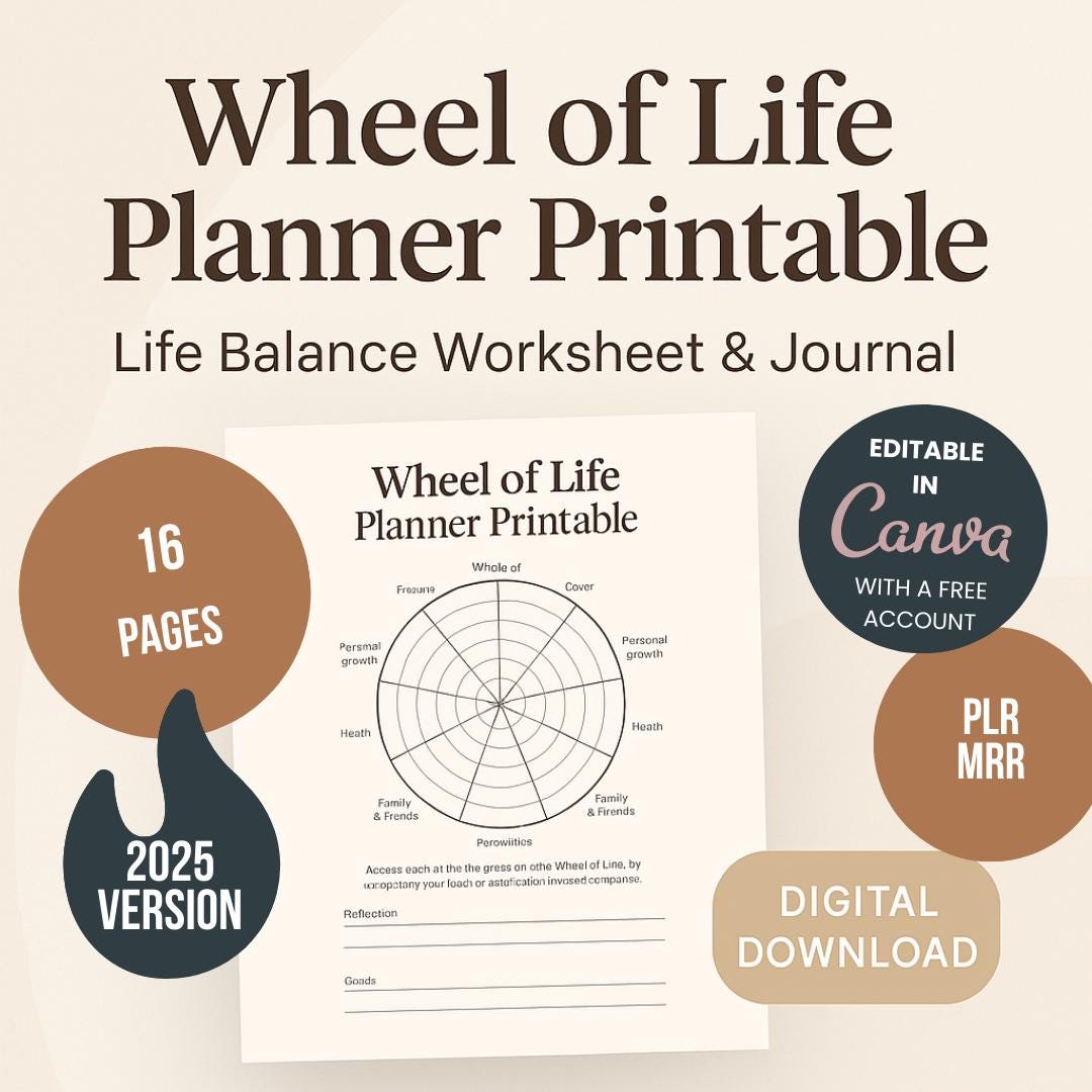 Wheel of Life Planner Printable Life Balance Worksheet & Journal - Etsy