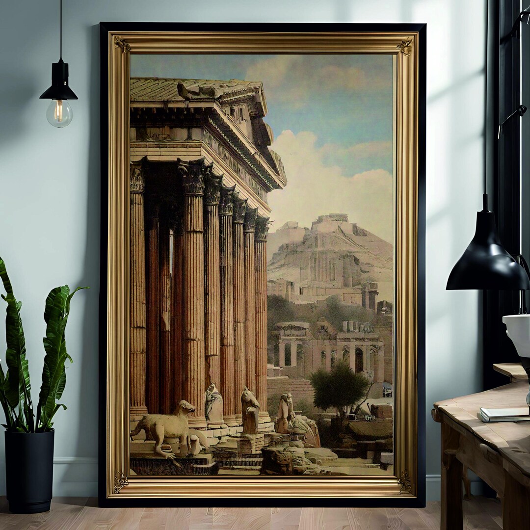 Ancient Temple Art Print, Greek Ruins Decor, Classical Drawing - Etsy