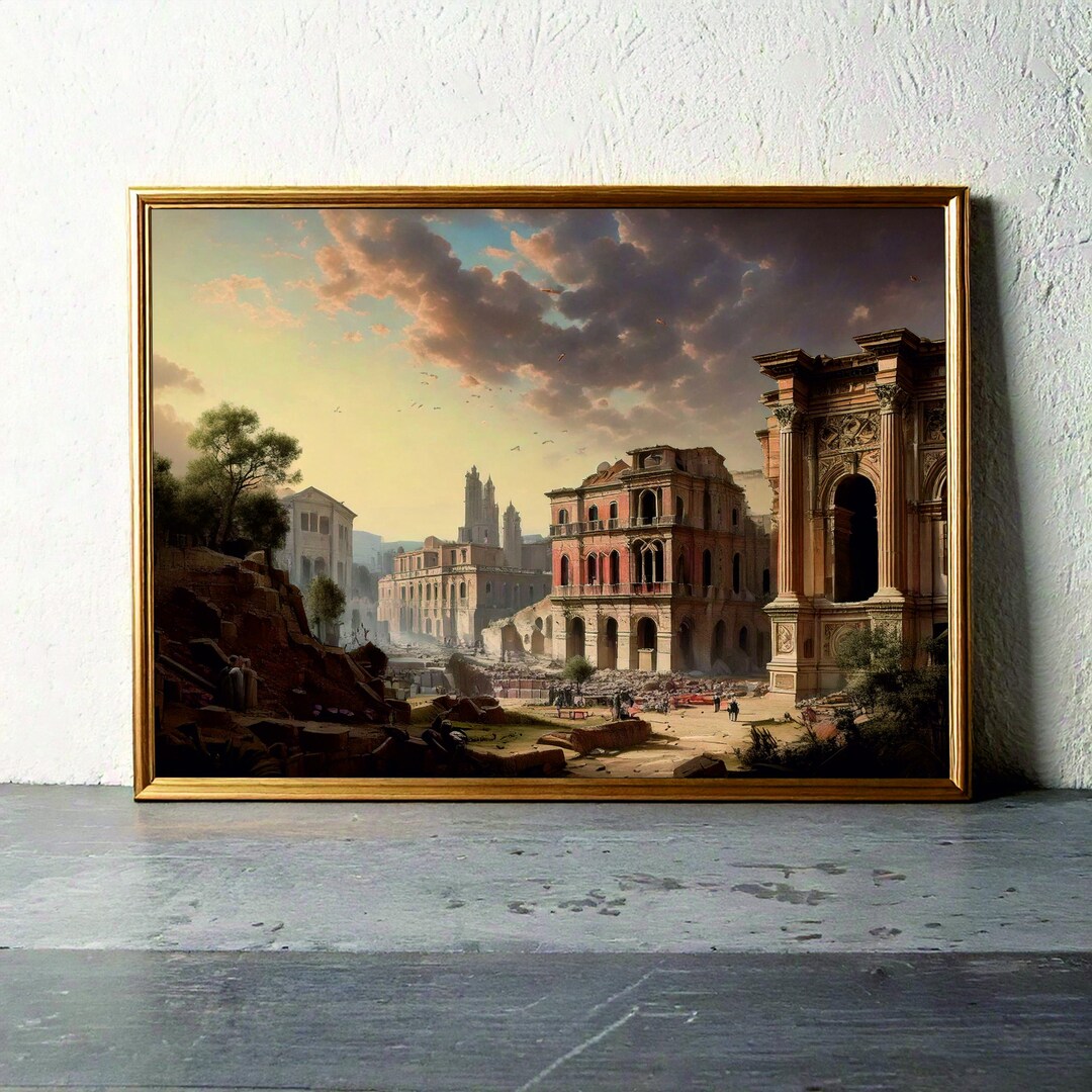 Ancient City Ruins – Digital Vintage Landscape Art, Historic ...