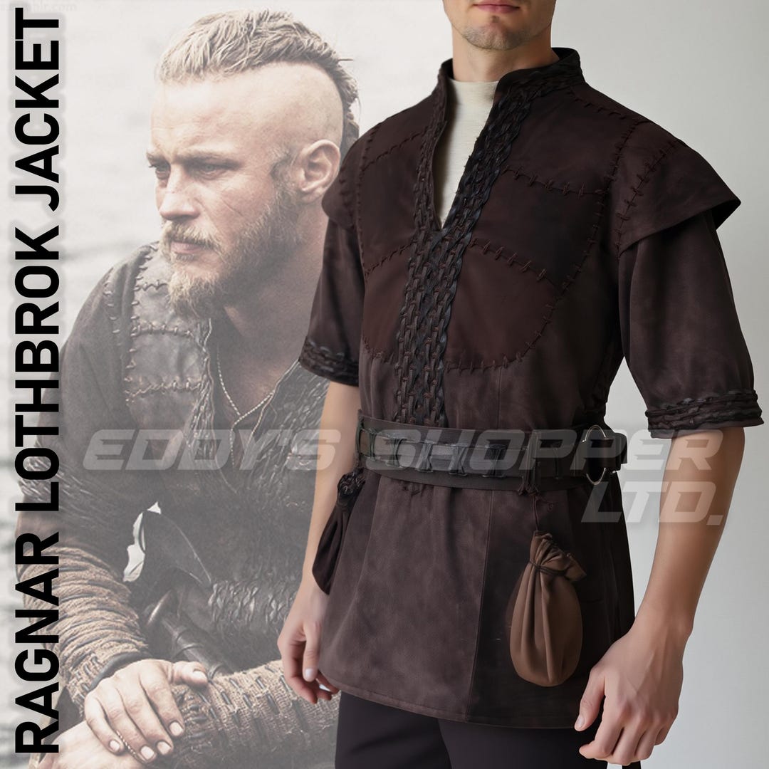 Viking Leather Jacket, Ragnar Lothbrok Halloween Vest, Handmade Cosplay ...