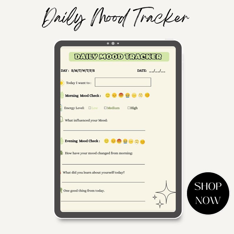 Minimal Mood Tracker Template | Canva Editable | Instant Download - Etsy