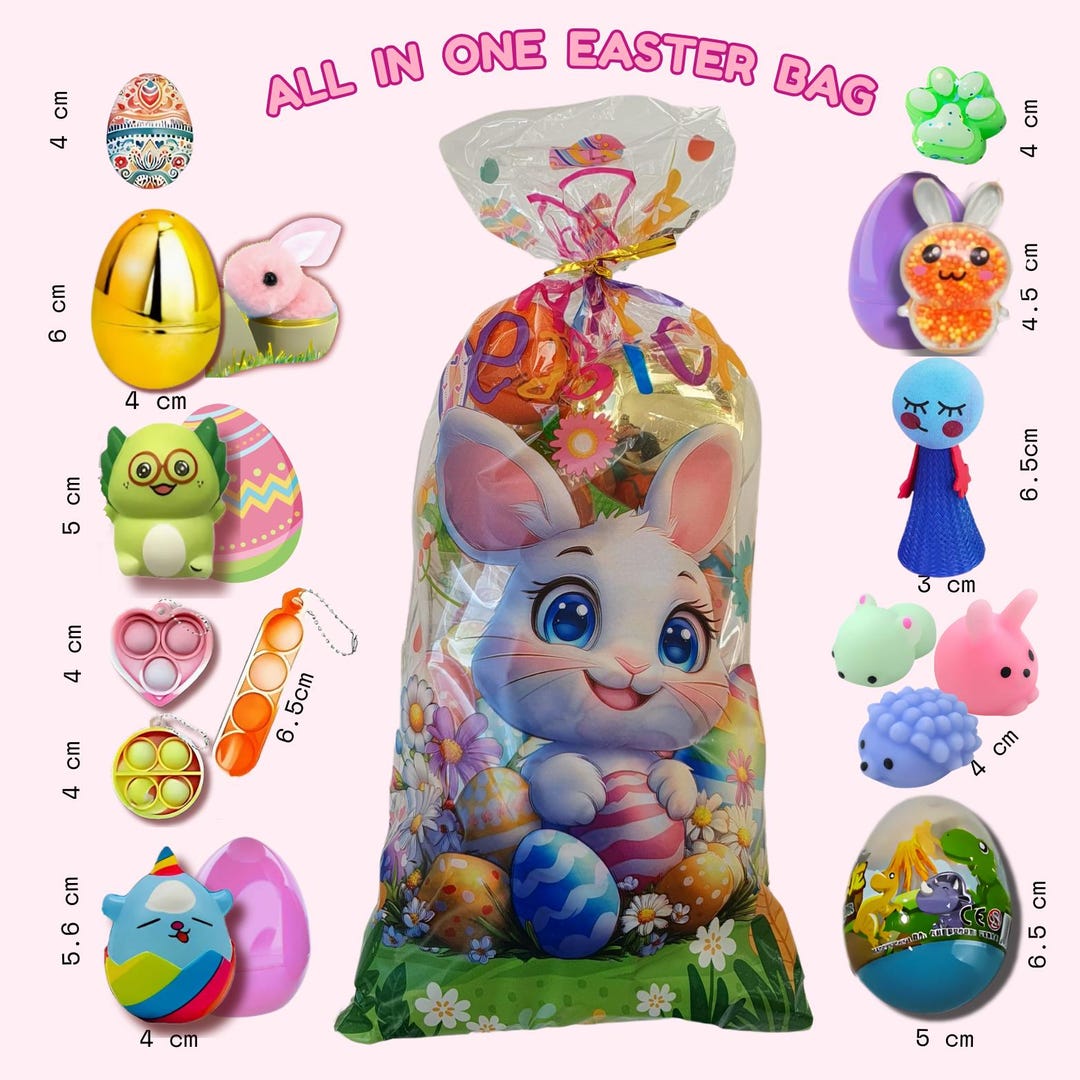 Easter Egg Hunt Surprise Gift Bag, Squishy Fidget Toy Bundle for Kids ...