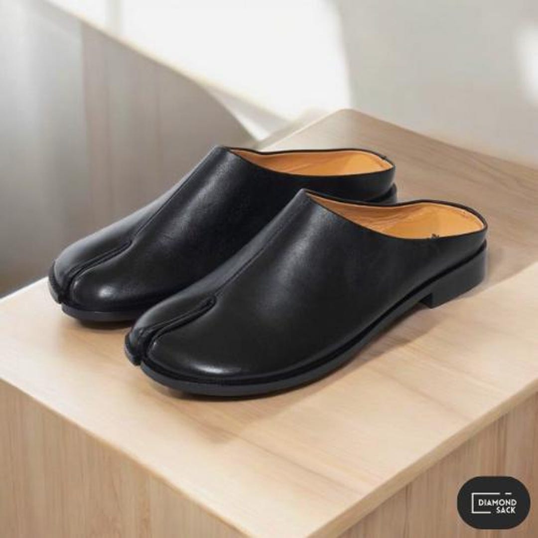 Japanese-inspired Leather Tabi Clog Mules - Etsy