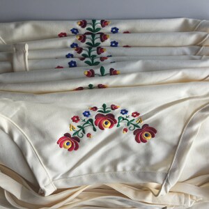 Hungarian Matyo Embroidered Apron in Stock Natural Canvas Adjustable W ...