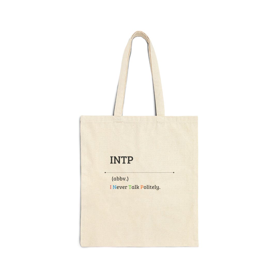 Introvert INTP Personality Tote Bag, Cotton Canvas Bag for Book Lovers ...
