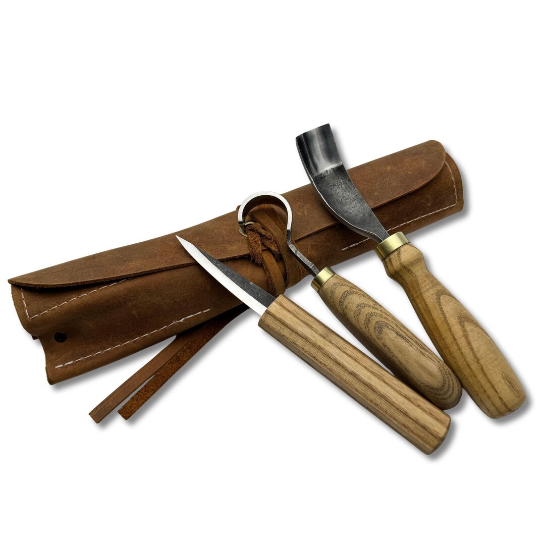 Hand-forged Spoon Carving Tool Set – 3-piece Wood Carving Set With Bent ...