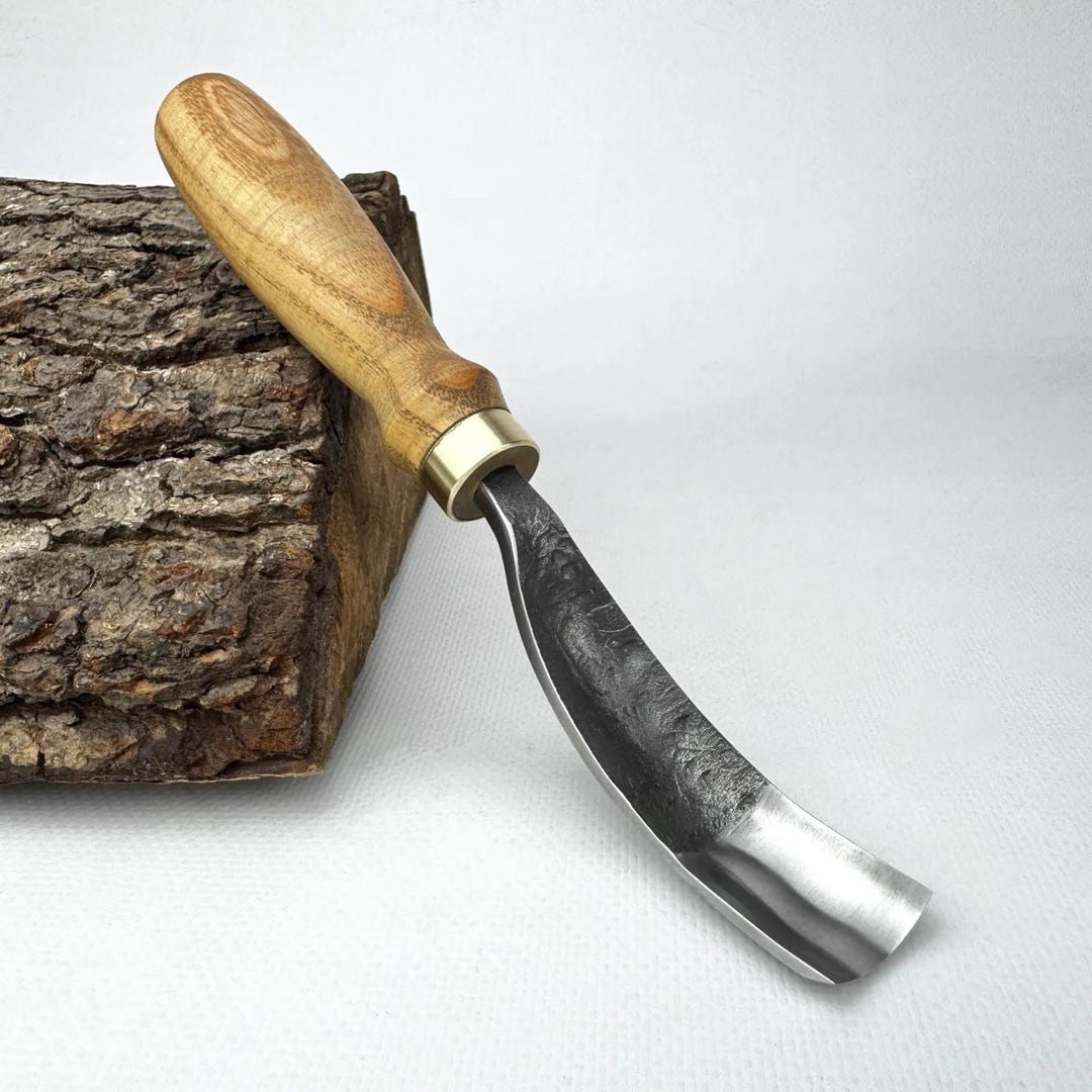 Hand-forged Bent Carving Gouge – 52100 Steel, Multiple Sizes, Ergonomic ...