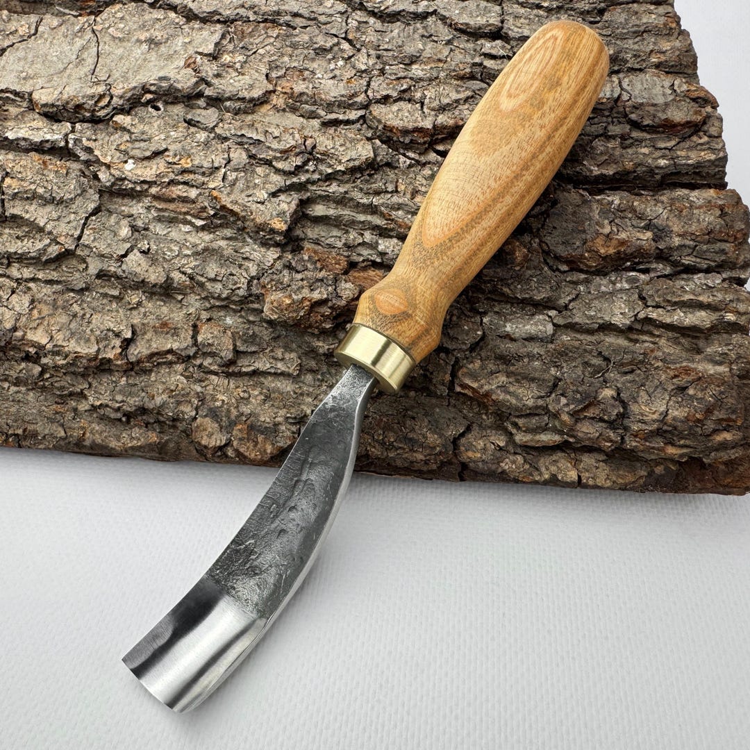 Hand-forged Bent Carving Gouge – 52100 Carbon Steel Blade, Various ...