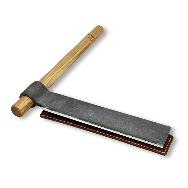 Hand-forged Splitting Froe – Carbon Steel Blade, Ash Handle, Leather ...