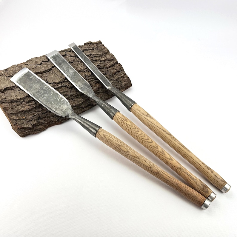 Hand Forged Timber Slick Chisels – 52100 Carbon Steel Blades, Ergonomic ...